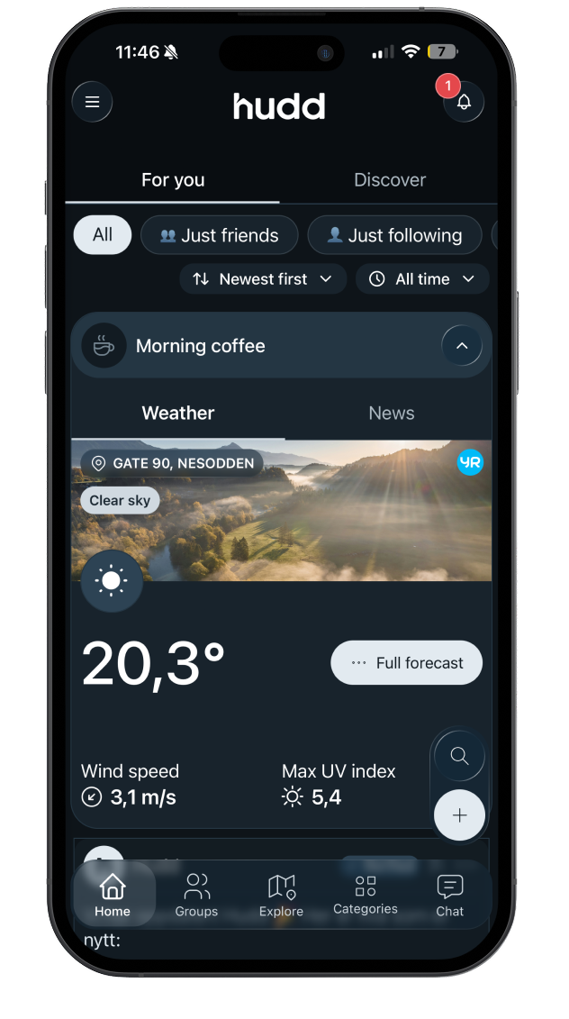 Hudd-app på mobil